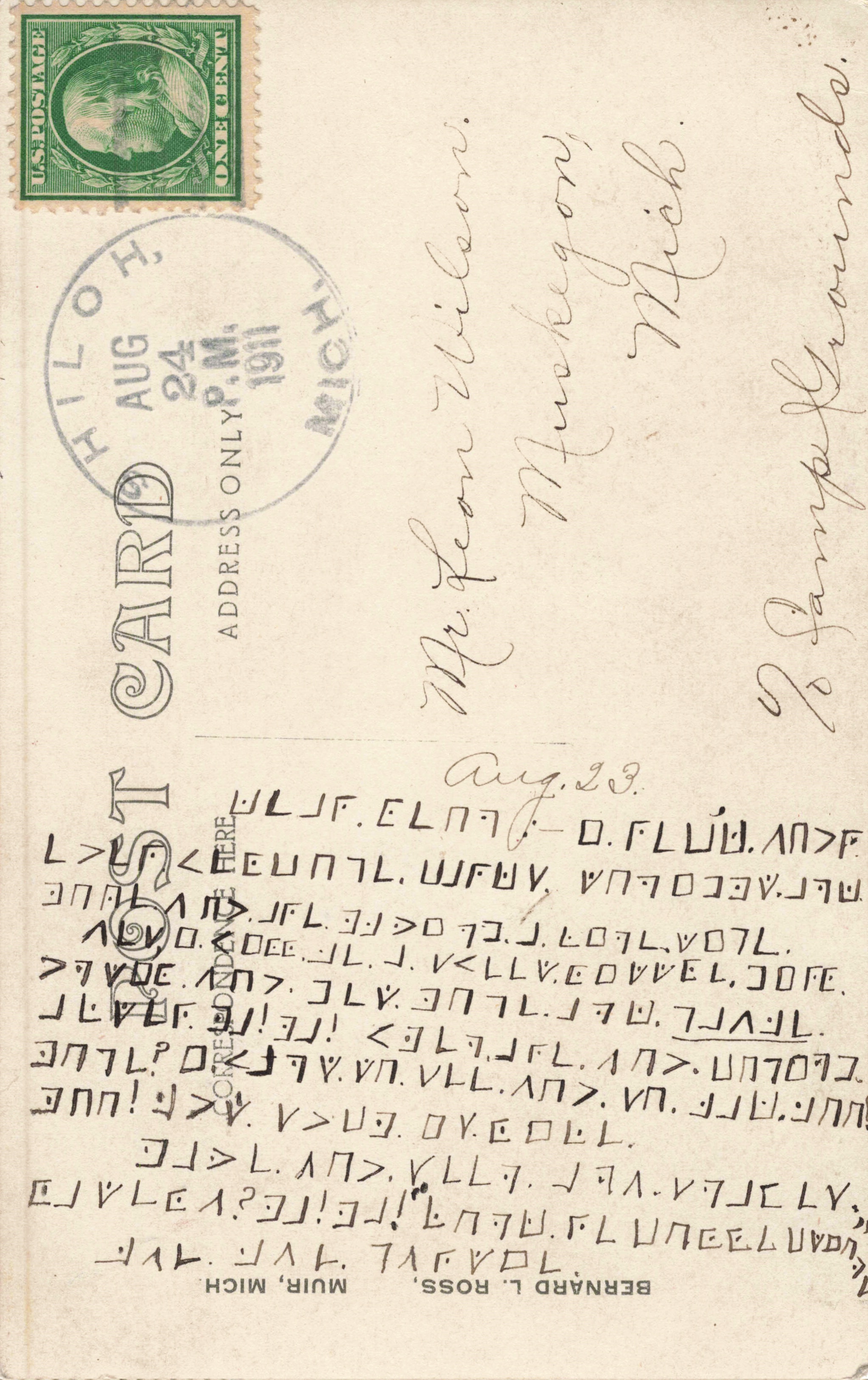 What do you think of this cipher on a 1911 postcard? Can it be ...